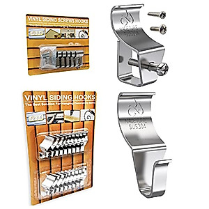NACETURE Vinyl Siding Hooks Hanger - 20 Pack and Vinyl Siding Screw Hanger 6 Pack - Heavy Duty Stainless No-Hole Needed Vinyl Siding Clips for Hanging- Vinyl Siding Hooks for Outdoor Decorations