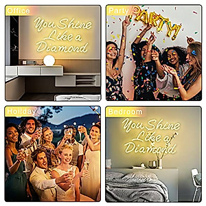 Neon Sign for Wall Decor, Yeeficent You Shine Like a Diamond Neon Lights for Bedroom Wall, 23 x 14 Inch Dimmable Neon Signs, Custom Light Up Sign for Wedding Party Birthday Gift (Warm White)