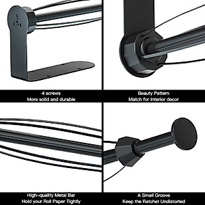 CYY Paper Towel Holder, Single Hand Operable Paper Towel Holder Under Cabinet with Damping Effect Adhesive Wall Mount Paper Towel Holder for Bathroom Kitchen Black