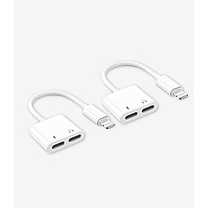 2Pack[Apple MFi Certified]Headphones Jack Adapter for Charging iPhone 7/8Plus/X/Xr/Xs/SE/11/12/Pro/Max/ipad Dongle Converter Charger Accessories Cables Audio Connector Earphone Dual Lightning Splitter