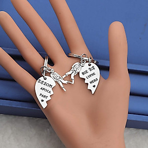 MYOSPARK Zom-bie Apocalypse Partners Broken Heart Keychain Set Walking Dead Gift For BFF Best Friends Partners (Zom-bie Apocalypse Partners Keychain Set)