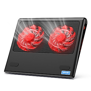 TECKNET Laptop Cooling Pad, 12"-15.6" Laptop Cooler, Gaming Laptop Cooling Stand, Wind Speed Adjustable, 2 USB Powered Laptop Fan Cooling Pad for Laptop Within 16 Inch (Red)