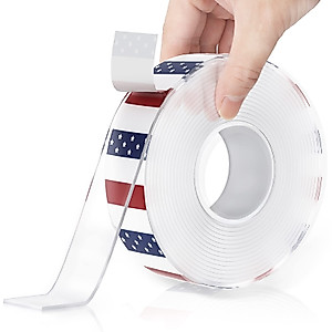 Lancord Double Sided Tape Heavy Duty (10FT), Clear Mounting Tape Strong Adhesive Strips Sticky Nano Tape, Multipurpose Removable Transparent Two Sided Poster Wall Tape (10FT x 1" x 0.07")