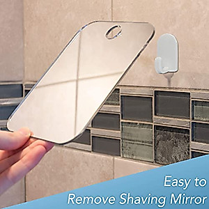 The Shave Well Company Original Anti-Fog Shaving Mirror | Fogless Bathroom Shower Mirror with Handheld Option for Men and Women | Hanging Shower Mirror Includes Long-Lasting Removable Adhesive Hook