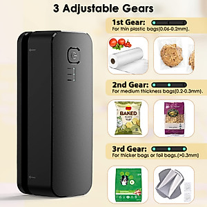 FEPPO Mini Bag Sealer, Bag Sealer Heat Seal Rechargeable Quick Seal Bags Machine, 3 Adjustable Gears Chip Bag Sealer with 3000mAh Battery 3.9" Heating Strip For Snack Bags Mylar Bags Food Storage