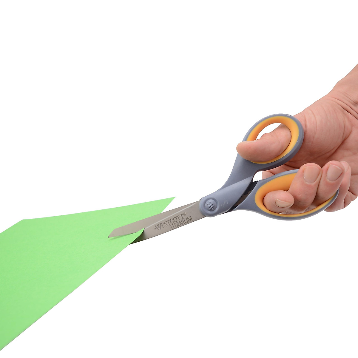 Westcott 13529 8" Straight Titanium Bonded Scissors with Soft Handle, Grey/Yellow