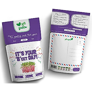 GIFT A GREEN IT'S YOUR BEET DAY Birthday Greeting Card Cards with Organic Microgreens! Just Like Post Cards, Simply Mail & Recipient Gets to Grow & Eat | Greeting Cards for All Occasions | 1 PACK