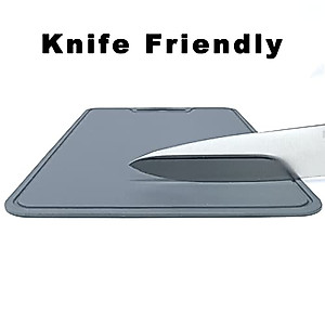 Jovely Premium Thick & Flexible Silicone Cutting Mat, BPA Free, Knife Friendly, Non-Toxic, Anti-Slip, Dishwasher Safe, Space Saving, Easy Grip Handle, Ergonomic Design, Chopping Board (Grey, Medium)