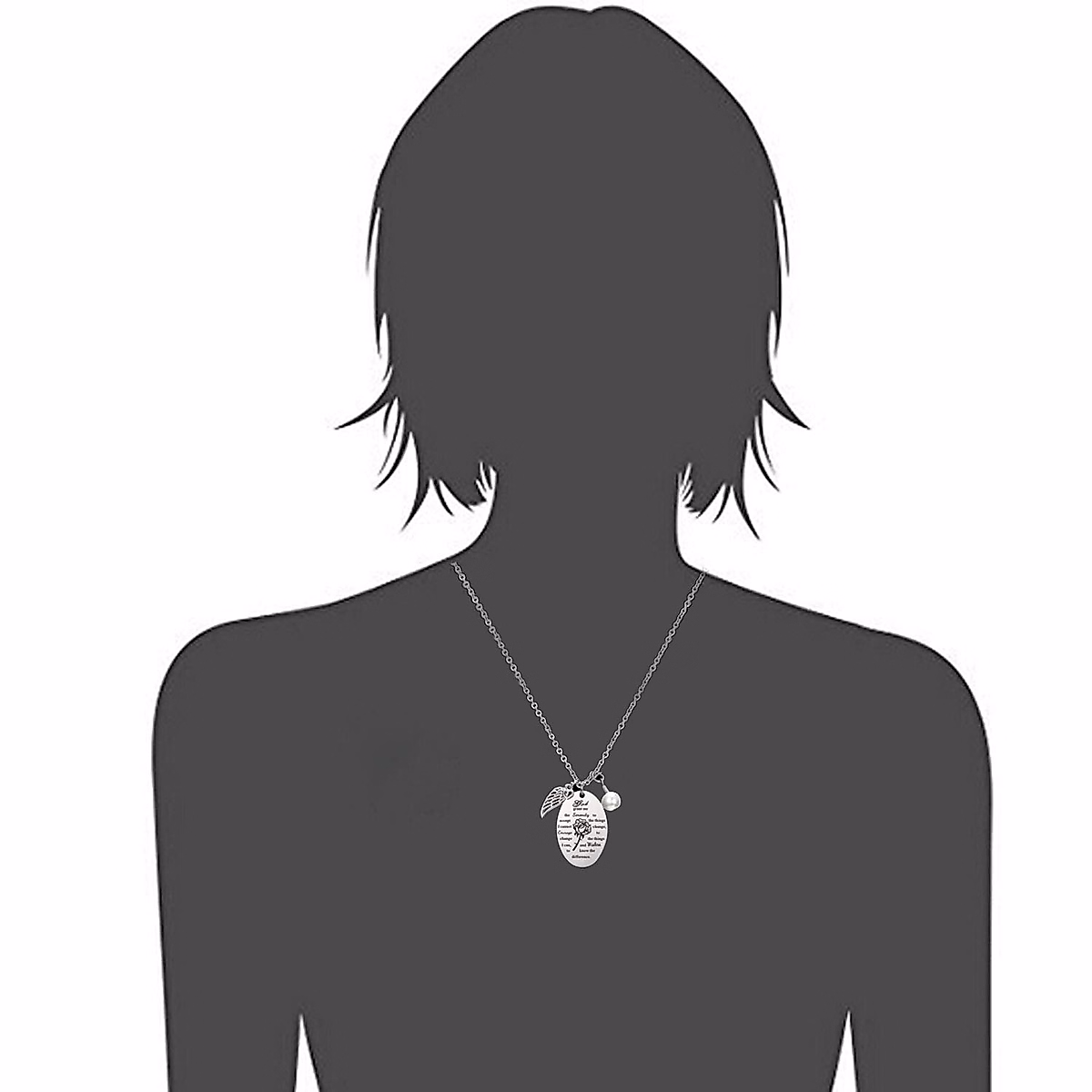 Blerameng God Grant Me The Serenity to Accept The Bible Verse Prayer Necklace with Free Chain Christian