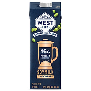West Life Smoothie Blend Soy Milk, Chocolate, 16g of Protein, Vegan Dairy Alternative, Lactose-Free, 32oz (Pack of 12)