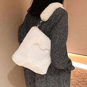 FAIRYSAN Fluffy Tote Bag Women Love Plush Shoulder Bag Furry Underarm Bag Crossbody Bag