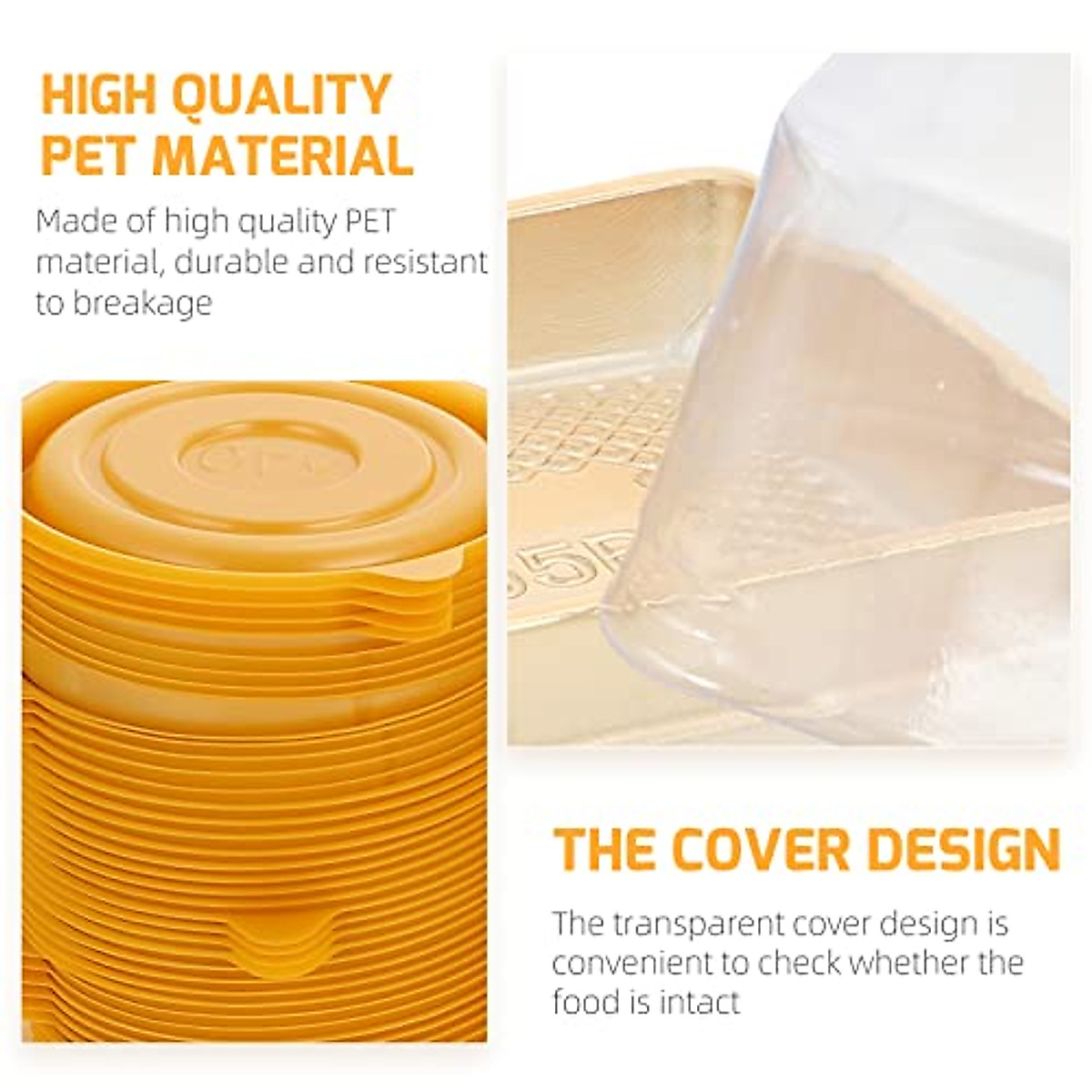 GANAZONO 100pcs Mini Moon Cake Boxes Clear Plastic Square Round Cupcake Boxes Dome Cake Container Bakery Carrier for Muffins Dessert Golden