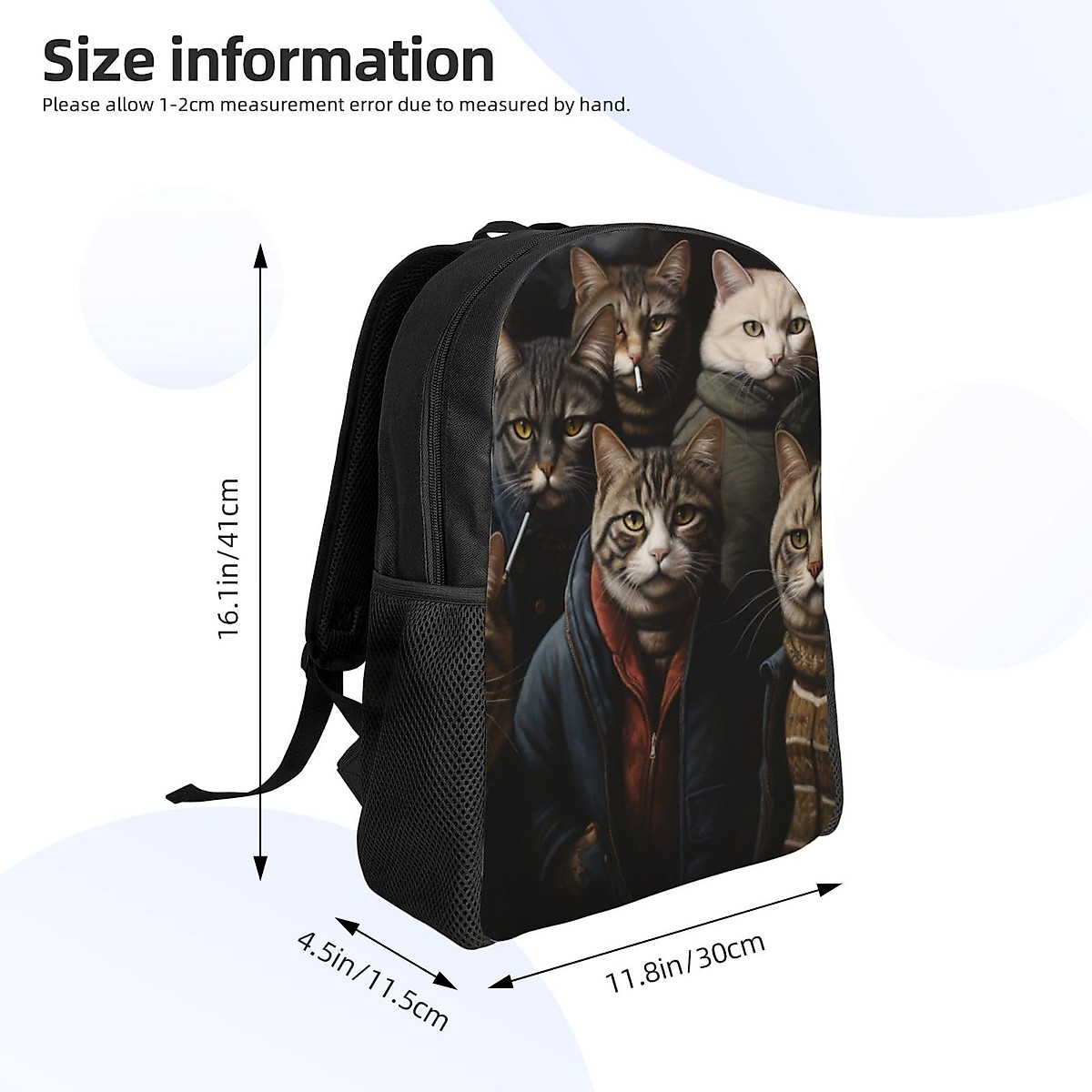 Xerial Cool Cat Backpack Waterproof Anti Theft Durable Light Laptop Bag Backpacks For Women Men Travel Gym Backpack