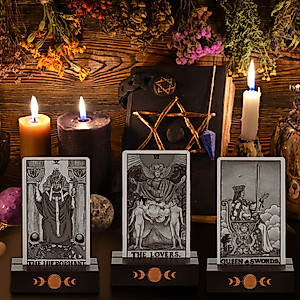 12 Pcs Wood Card Holders Moon Phase Card Display Wood Sign Holders Table Number Holder Stands Name Card Holder for Wedding Party Events Decoration