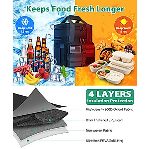 SumeStar Tactical Lunch Box for Men, Large Insulated Lunch Bag Adult, Heavy Duty Double Deck Expandable Lunch Cooler Bag Leakproof Waterproof Lunch Tote for Work Office Camping Travel - Black