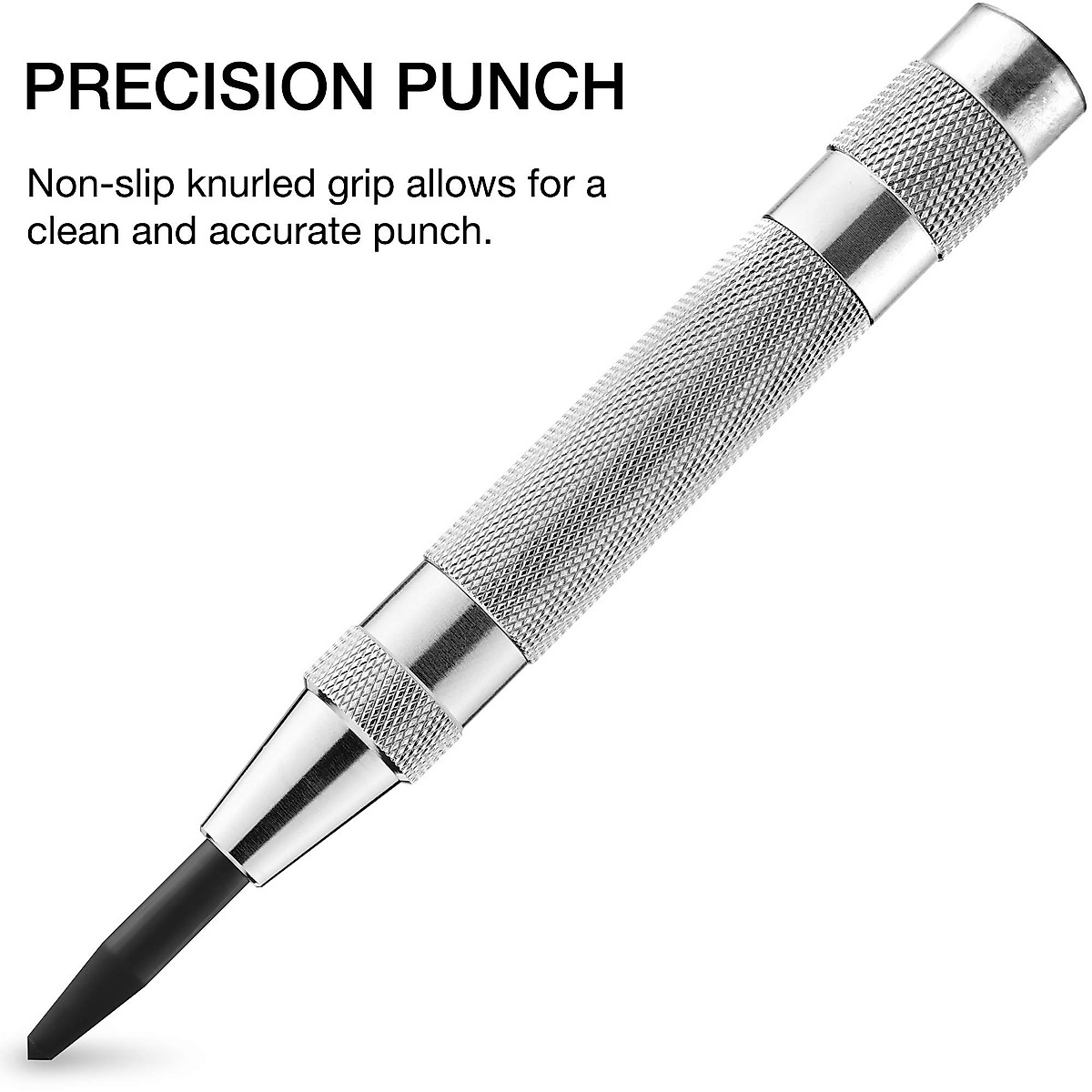 NEIKO 02639A 6-Inch Automatic Center Hole Punch with Adjustable One-Handed Spring Impact, Chrome-Plated Shank, and Premium S2 Steel Tip