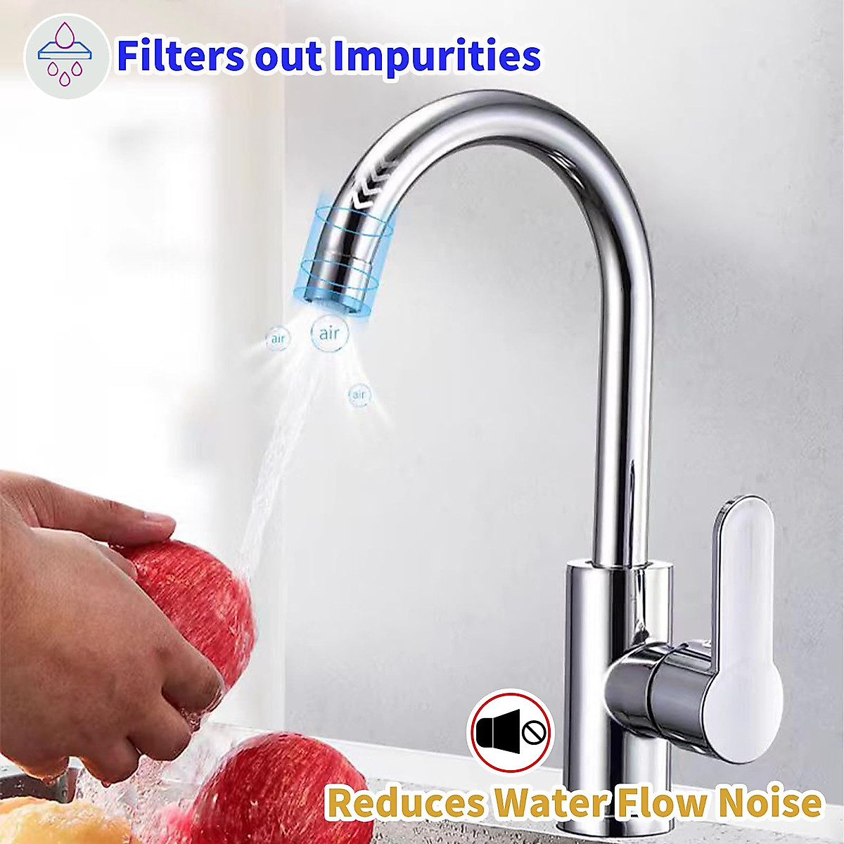 TSBSHum Bathroom Sink Aerator,2.2 GPM Faucet Aerator, Made of Solid Brass and Stainless Steel,55/64 Inch Female Thread Faucet Replacement with Gasket,For Kitchen and Bathroom,4PCS(Silver)