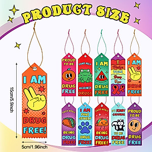 Hollowfly 60 Pcs Red Ribbon Week Award Ribbons Bulk Drug Free Participant Award Ribbon Red Ribbon Participant Medal Ribbons with Card and Rope for Red Ribbon Week School Office Drug Prevention Favors