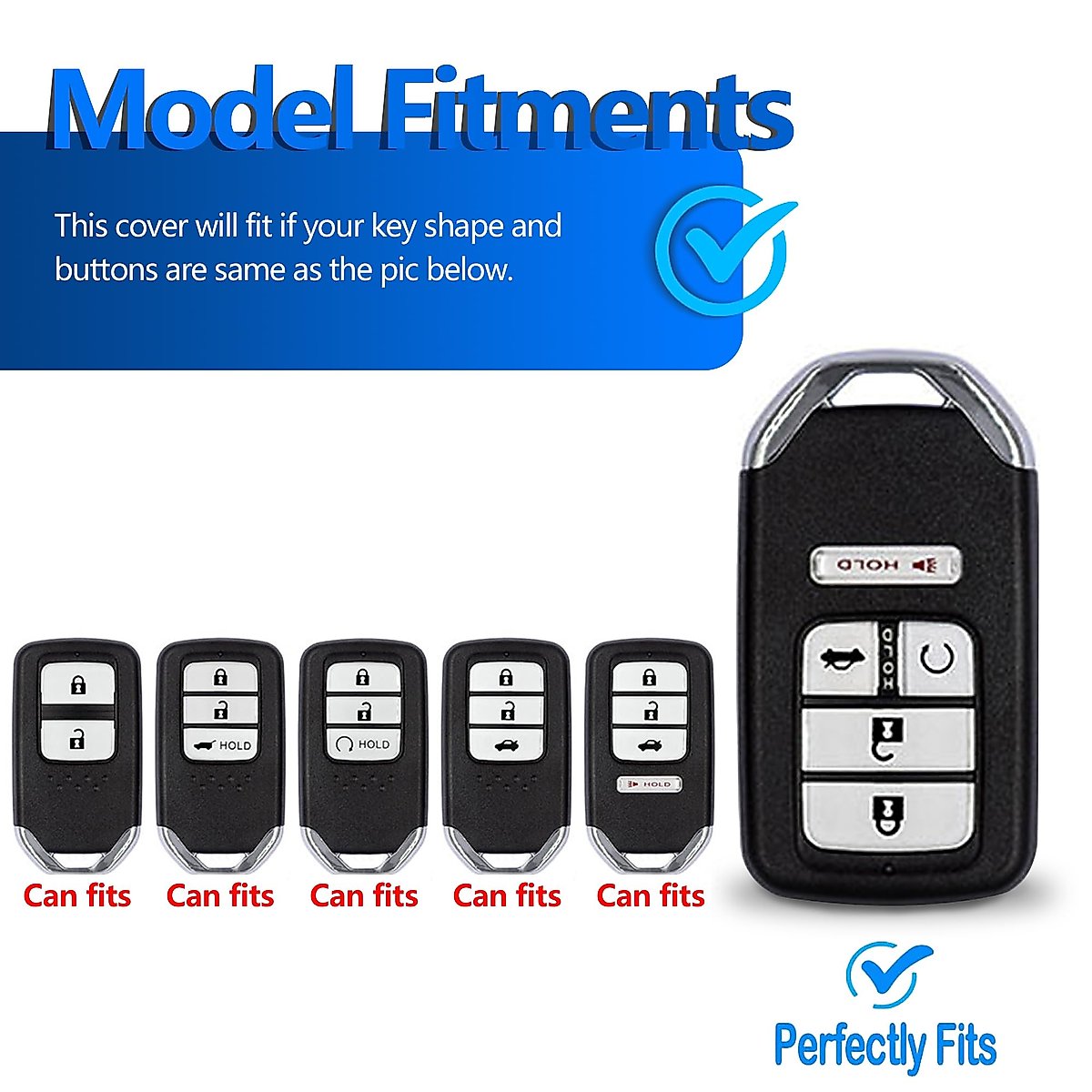 Flensent for Honda Key Fob Cover with Keychain Lanyard Compatible with 2015-2021 Accord Civic CR-V Insight Passport Pilot Smart 5 Buttons Remote Keyless
