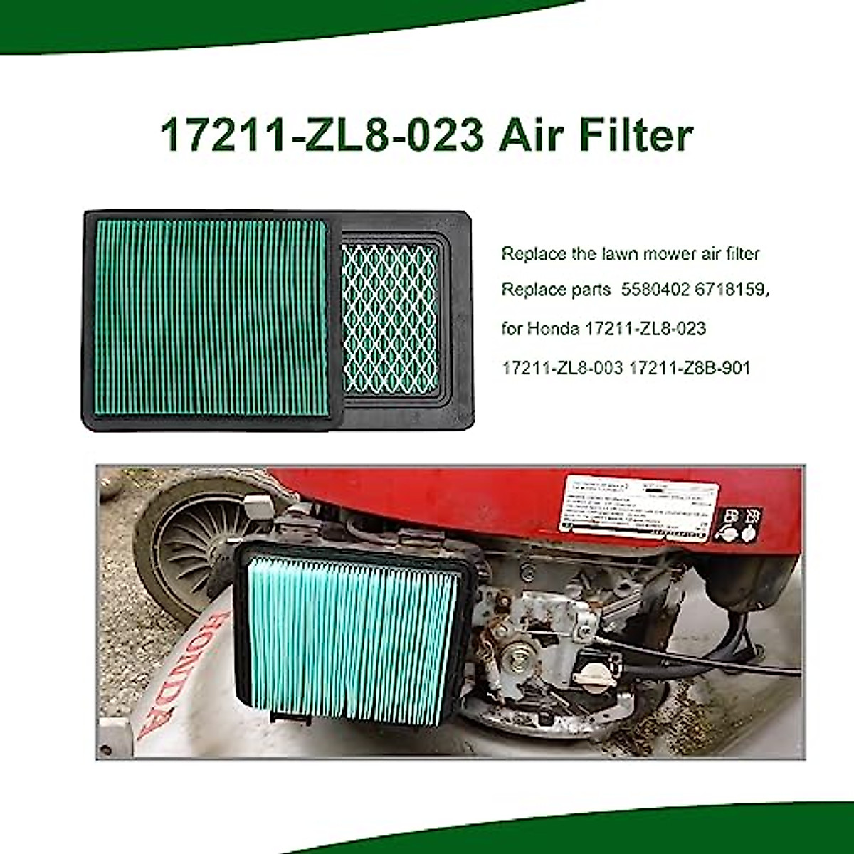 Brlyeeanze 2 Pack 17211-ZL8-023 Air Filter Compatible with Honda GCV160 GC160 GCV190 GC190 GX100 GCV190A Engine Husqvarna Craftsman Push Lawn Mower Tiller Air Cleaner 17211-ZL8-023 17211-ZL8-003
