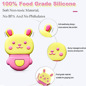 Baby Teething Toys, Caromolly Vibrating Teether Toy, Teether Toys for Babies 0-12 Months, Electric Soothing Teether for Sensory Exploration and Teething Relief, Cute Cartoon Shape, BPA-Free