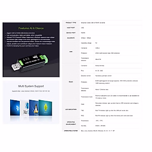 Industrial USB to RS485 Converter Adapter with Original CH343G and SP485EEN, Built-in Lightningproof Tube, Resettable Fuse, ESD and TVS Protection Circuits, up to 1.2km RS485 Transmission Distance