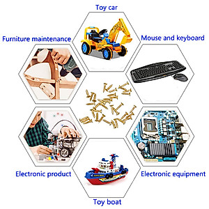 newlng 1200pcs Small Screws Phillips Flat Head Cross Self Tapping Tiny Screw Cabinet Electronic Accessories Screw Multifunctional DIY Micro Woodworking Mini Screw Set Gold
