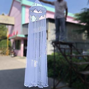 Mosquito Net for Bed Canopy Macrame Pop-Up Circular Curtain Natural Lace Large Tent Crib Netting, Carry Bag