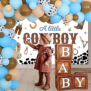 Cowboy Baby Shower Decorations, Western Theme Baby Shower Decorations Include Cowboy Balloon Garland Kit, Baby Shower Boxes and Cowboy Backdrop for Baby Shower Party Supplies