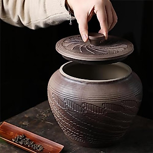 TANIDA Chinese Vintage Porcelain Sealed Storage Jar,Chinese Tradition Ceramic Tea Canister with Lid,Embossed Texture Tea Storage Jars Tea Tins Can for Kitchen Tea Coffee for Kit B (Color : A)