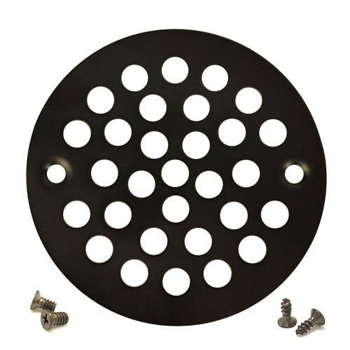 4'' Round Shower Strainer Grate Drain Replacement Cover Matte Black + Tapping & Machine Screws…