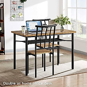 IDEALHOUSE Dining Table Set for 4, Kitchen Table with 4 Chairs, Metal and Wood Rectangular 5-Piece Dining Table Furniture Set with Storage Rack for Small Space, Apartment, Dinette(Rustic Brown)