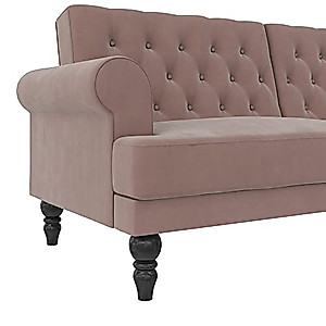 Novogratz Cassidy Upholstered Futon, Blush Velvet