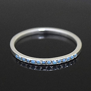 Shine Jewel 925 Sterling Silver 0.30 Ctw Round Shape Turquoise Gemstone Stackable Women Ring All Size (8)