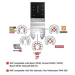 10 Bi-Metal Oscillating Multitool Saw Blades Nail/Metal Cutting/Wood Quick Release Fit Fein Multimaster Porter Cable Black & Decker Bosch Craftsman Ryobi Makita Milwaukee (10 pcs Bi-Metal white)