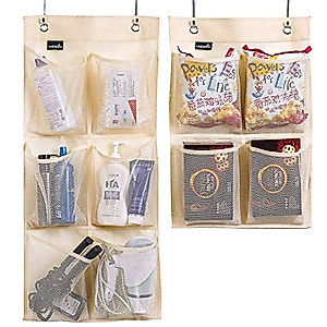 MISSLO Hanging Organizer Over The Narrow Closet Door For Shoes, Hats, Gloves, Snacks, Pack 2, Beige