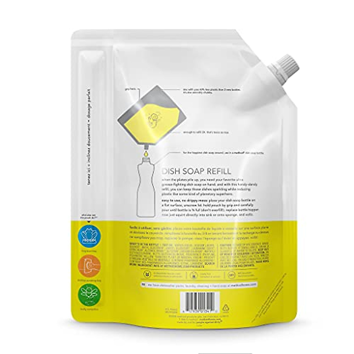 Method Gel Dish Soap Refill, Lemon Mint, Biodegradable Formula, Tough on Grease, 36 Fl Oz (Pack of 6)