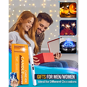 Electric Candle Lighter for Women - USB Rechargeable Plasma Arc with LED Display, Upgraded Safety Lock, Flameless & Long Design for Grill, Stocking Stuffers & Gifts for Women, Men, Mom, Birthday