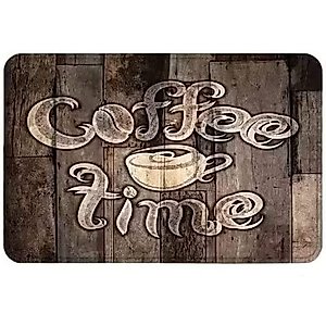 Lettering Modern Coffee Time and Coffee Cup Indoor Doormat Durable Welcome Front Door Mats Entryway Rugs Non-Slip Absorbent Area Rugs Resist Dirt Carpet for Room Decor 16x24 Inch