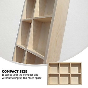 Cabilock 3 pcs Wooden 6-grid Pigment Storage Box Wooden storage box compartment storage six storage