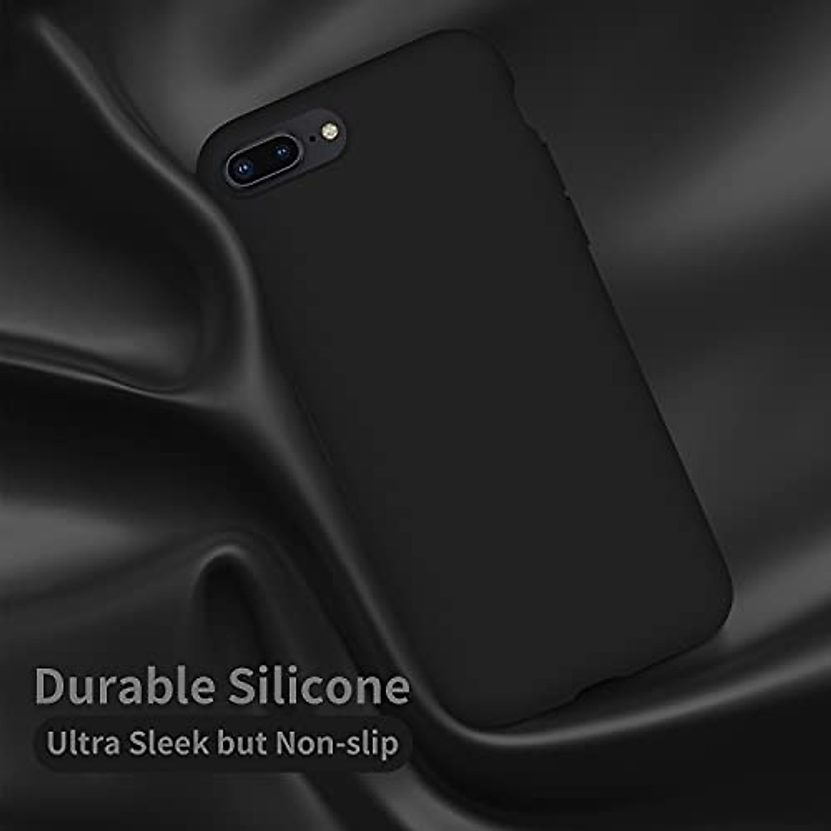 Cordking iPhone 8 Plus Case, iPhone 7 Plus Case, Silicone Ultra Slim Shockproof Phone Case with [Soft Anti-Scratch Microfiber Lining], 5.5 inch, Black