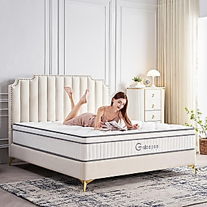 Gsleepee King Mattress, 12 Inch King Size Mattress in a Box, Gel Memory Foam Hybrid Mattress for Motion Isolation, Soft and Comfortable Mattress, Pressure Relief, Medium Firm Support