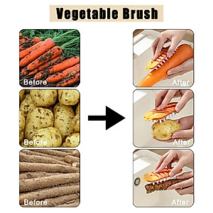 2 Pcs Vegetable Brush,Multiple Segments are Bendable Fruit Vegetable Cleaning Brush for All Kinds Fruits Vegetables(Orange)