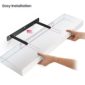 Ballucci Floating Shelves, 36" Wood Wall Shelf Set of 2, with Invisible Brackets for Bathroom, Living Room, Bedroom, Kitchen, Nursery, 6" Deep, White