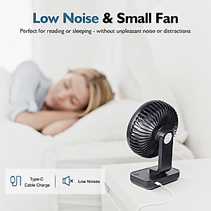 Battery Powered Fan 3600mA,Rechargeable Fan,Portable Desk Fan,Battery Operated Fan,Small fan, Rechargeable Fan Portable,Dual Adjustable Angle Desktop Air Circulate Fan with 4 Speed for Home Office