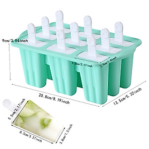 Popsicle Molds, 12 Pieces Silicone Ice Pop Molds Popsicle Mold Silicone BPA Free Reusable Sticks Easy Release Ice Pop Make (12 Cavities, Green)