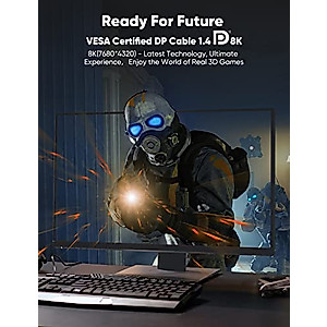 Capshi VESA Certified DisplayPort Cable 1.4, 8K DP Cable 6.6FT (8K@60Hz, 4K@144Hz, 2K@240Hz) HBR3 Support 32.4Gbps, HDCP 2.2, HDR10 FreeSync G-Sync for Gaming Monitor 3090 Graphics PC (Grey)