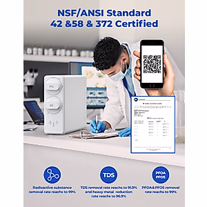 Reverse Osmosis System with Smart Faucet NSF Certified TDS Reduction, Reinmoson 7 Stage Tankless Reverse Osmosis Water Filter System Under Sink, 400 GPD & 2.5:1 Pure to Drain (RMS-WP-RO400)