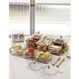 MYBAQ,Fruit Plate,Nut Tray,Divided Serving Tray With Lid,Fruit Platter Tray,Fruit Trays For Serving For Party,11.8 "L X 8.7 "W X 1.6 "H,Separate Compartments For Easy Cleaning