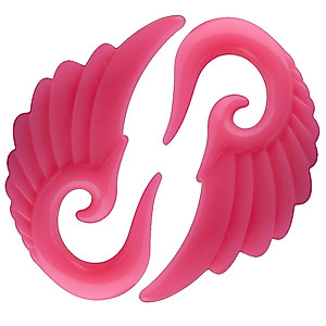 CloseoutWarehouse Acrylic Angel Wings Glow in The Dark Pink Earplugs Size 0G